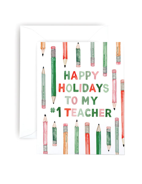 #1 Teacher Holiday Card -Set of 3 – Lana's Shop