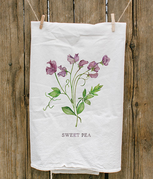 Sweet Pea Painted Tea Towel – Lana's Shop